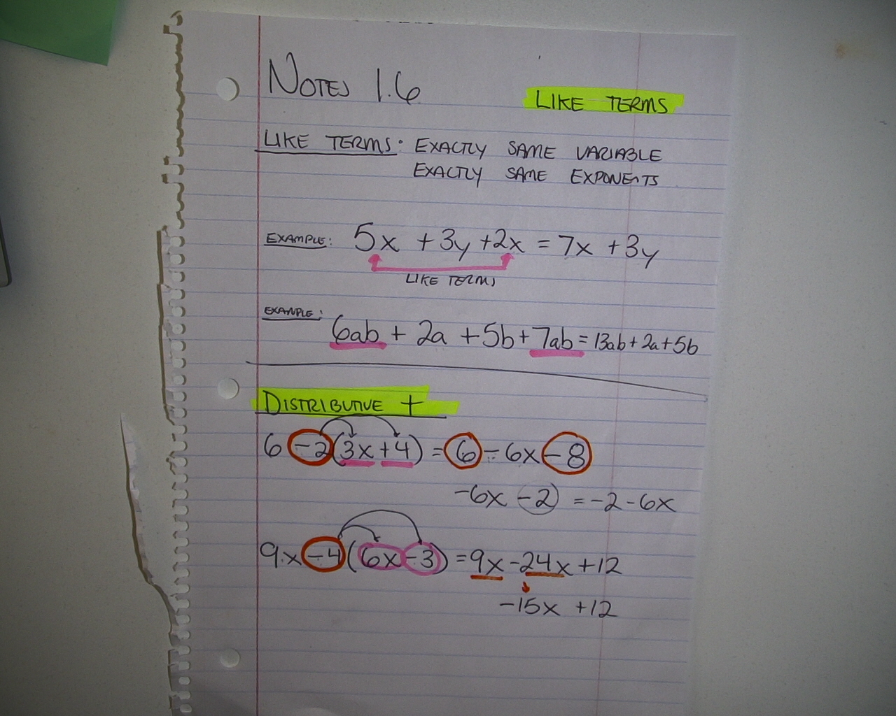 Mr. Brzenski's Math Class: Notes 1.6 ALgebra and PreAlgebra
