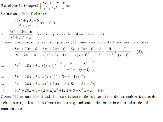 Calculo Integral: Integración por fracciones parciales