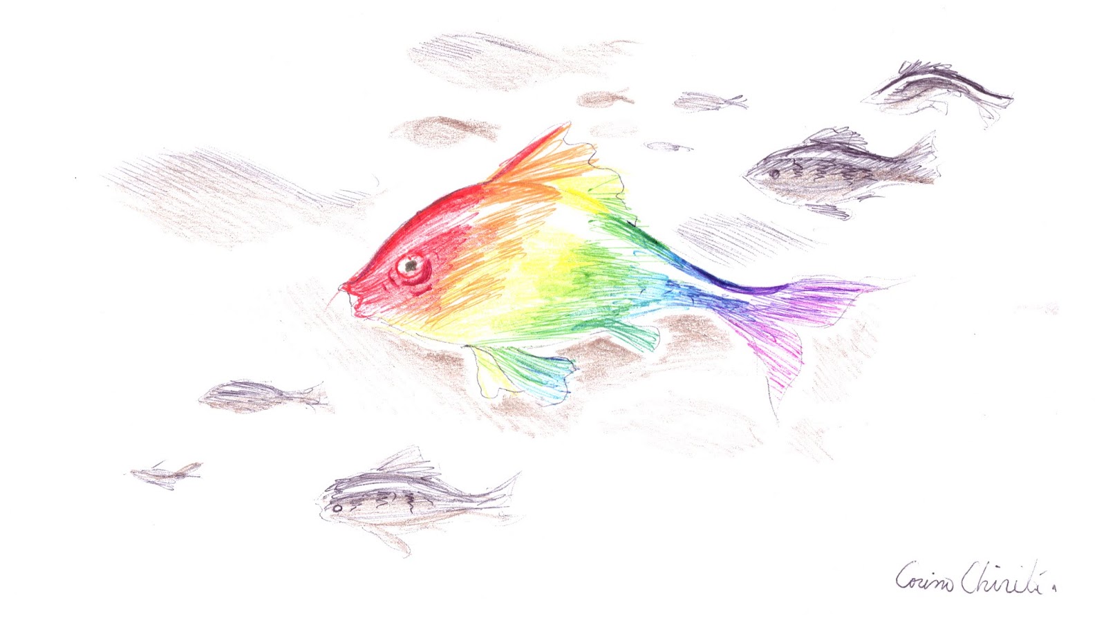 Grafica si pictura de Corina Chirila: Pestele curcubeu