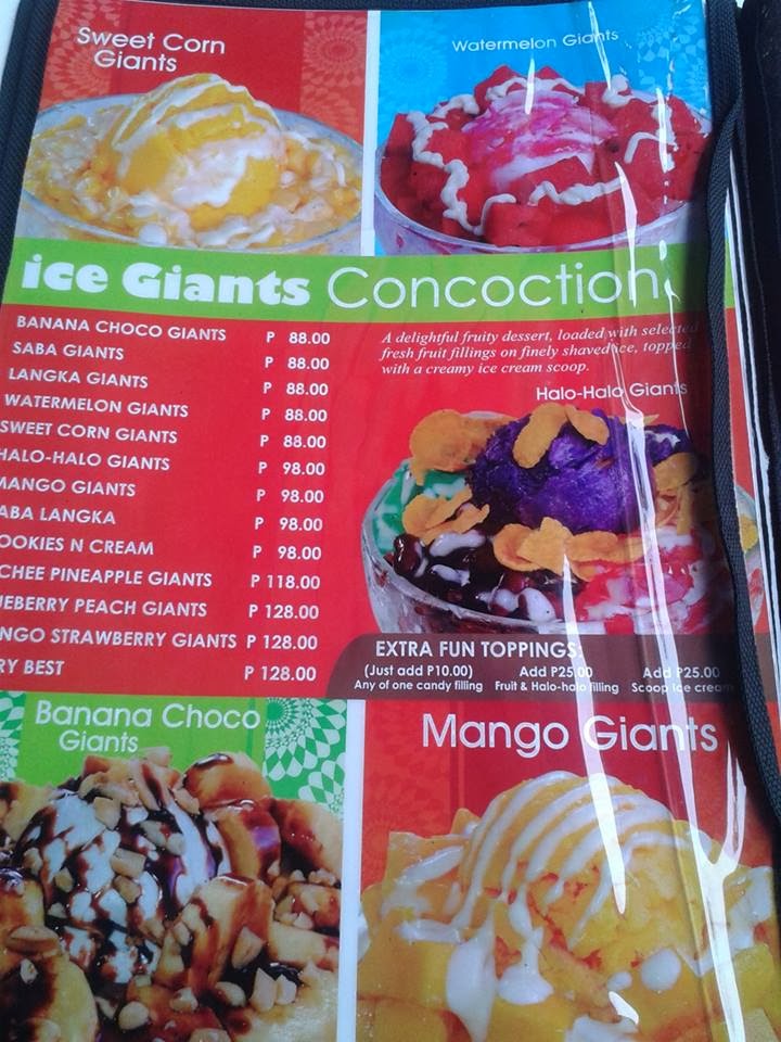 Ice Giants Cebu Menu