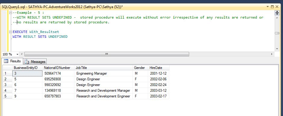 All About Sqlserver Sql Server 2012 With Result Sets