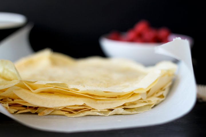 Always With Butter: Crepe Cake with White Chocolate Ganache and Raspberries