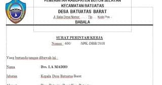 Format Terbaru Surat Perintah Kerja (Spk) Penyediaan Material Lokal ...