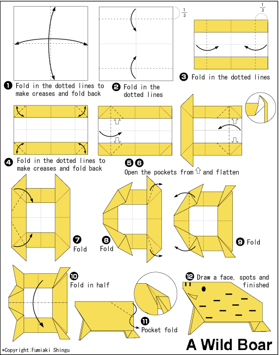 Wild Boar - Easy Origami instructions For Kids