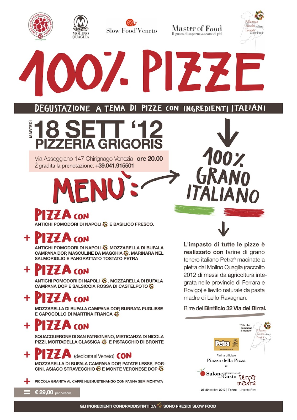 100% Pizze - Anteprima del grano 100% italiano alla Pizzeria Grigoris ...