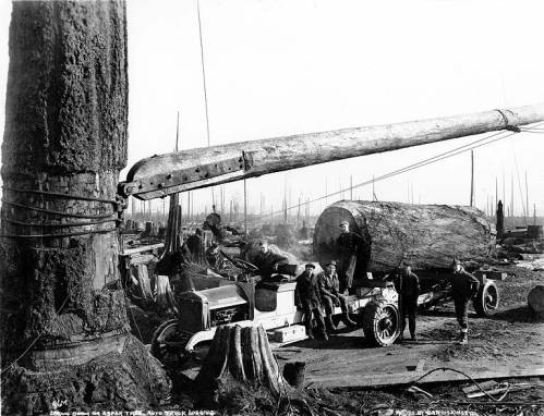 Just A Car Guy: one way to load a logging truck, a boom mounted to a ...