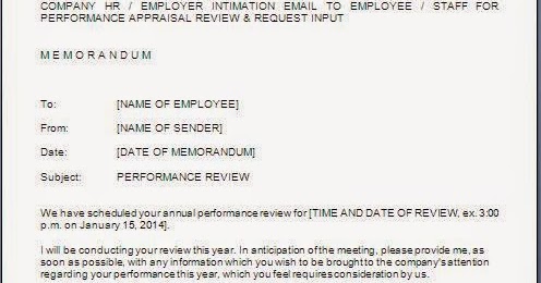 Performance Review Notification Letter