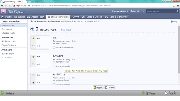 My Check Point CCSA Journal: Check Point 1140 IPS, Anti-Bot, Anti-Virus