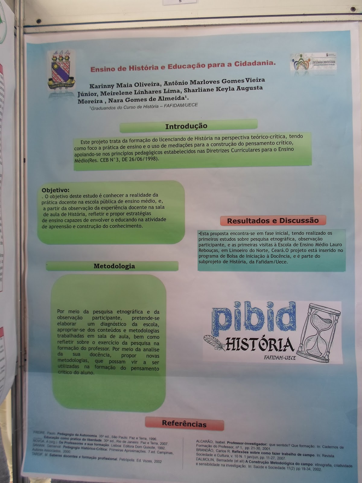 Banner XVII Semana Universitaria da Uece | Pibid História Fafidam