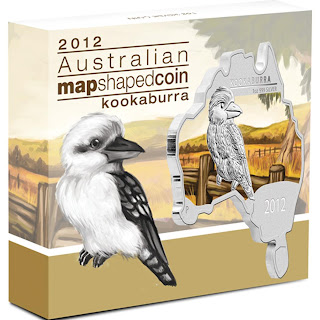Australia Silver: Australian Map Shaped Kookaburra 2012 1oz Silver Coin