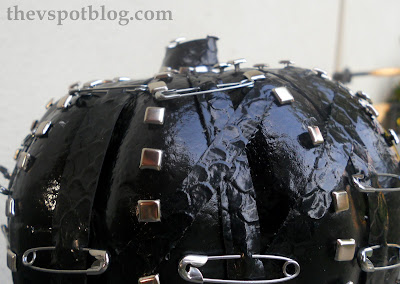 Make a leather studded punk Pumpkin for Halloween. ("Mom...? Why did ...