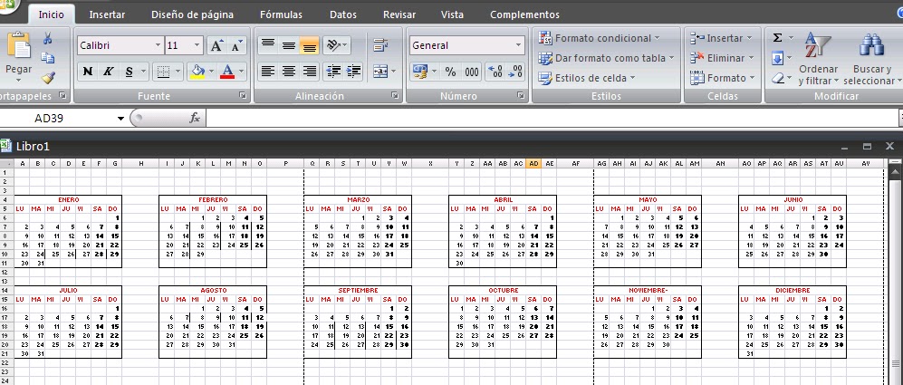 BLOG_MAIKOL: CALENDARIO EN EXCEL
