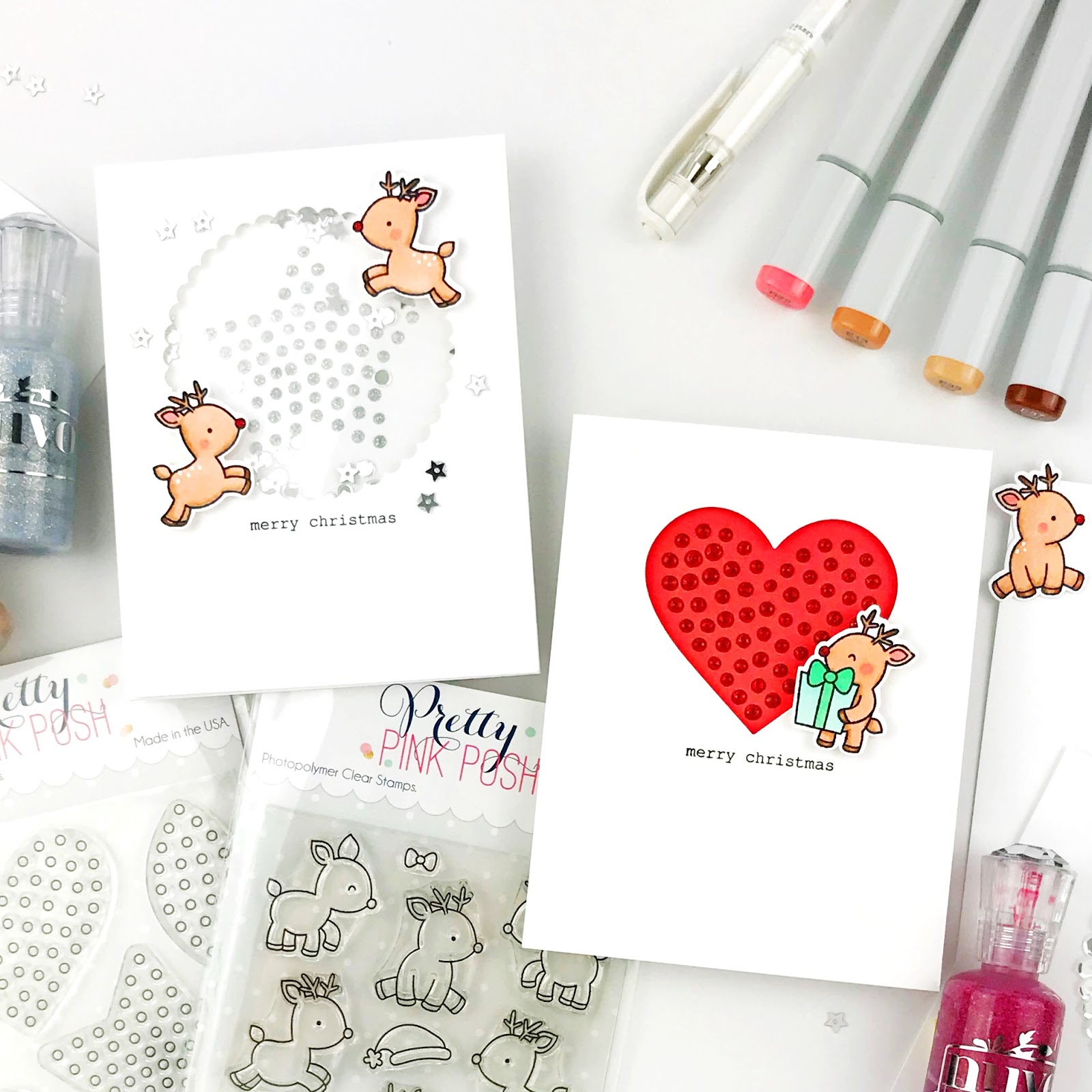 carly tee: pretty pink posh's brilliant sparkle dot stamp!