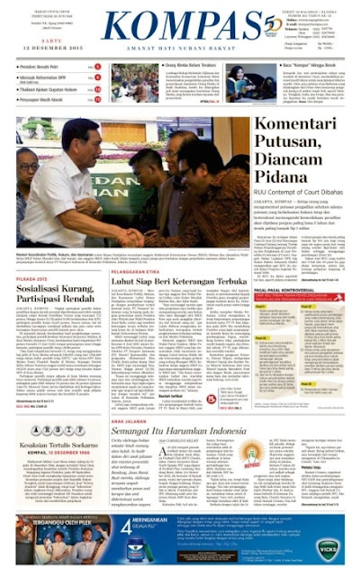 Kompas Hari Ini: Kompas Edisi Sabtu 12 Desember 2015