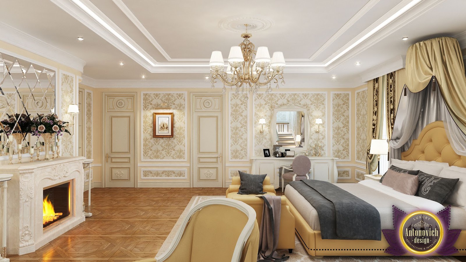 LUXURY ANTONOVICH DESIGN UAE: Master Bedroom Design by Katrina Antonovich