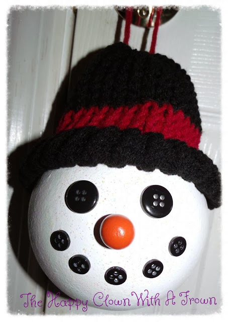 The Happy Clown With A Frown: Large Light Bulb Snowman Ornament