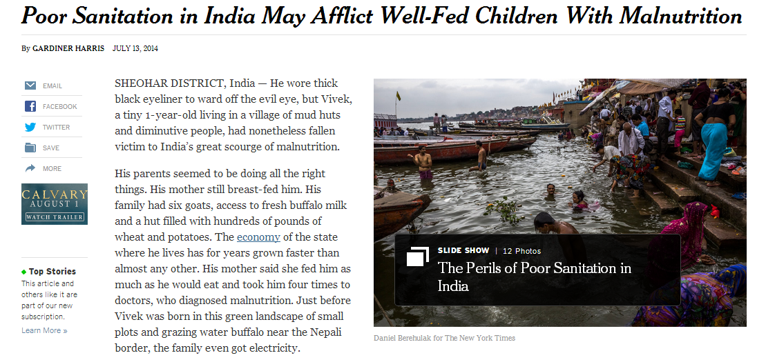 News: Poor Sanitation in India May Afflict Well-Fed Children With ...