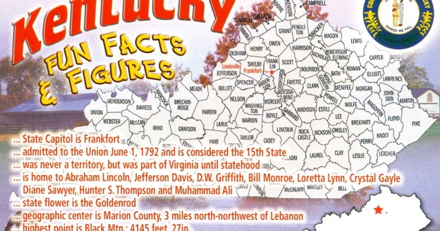 My Favorite Postcards: Map and Fun Facts of Kentucky