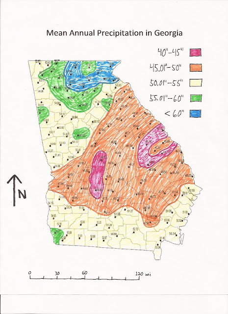 Enviromental Science (ENB150): Lab 1 Part 1 - Isarithmic Map of GA ...