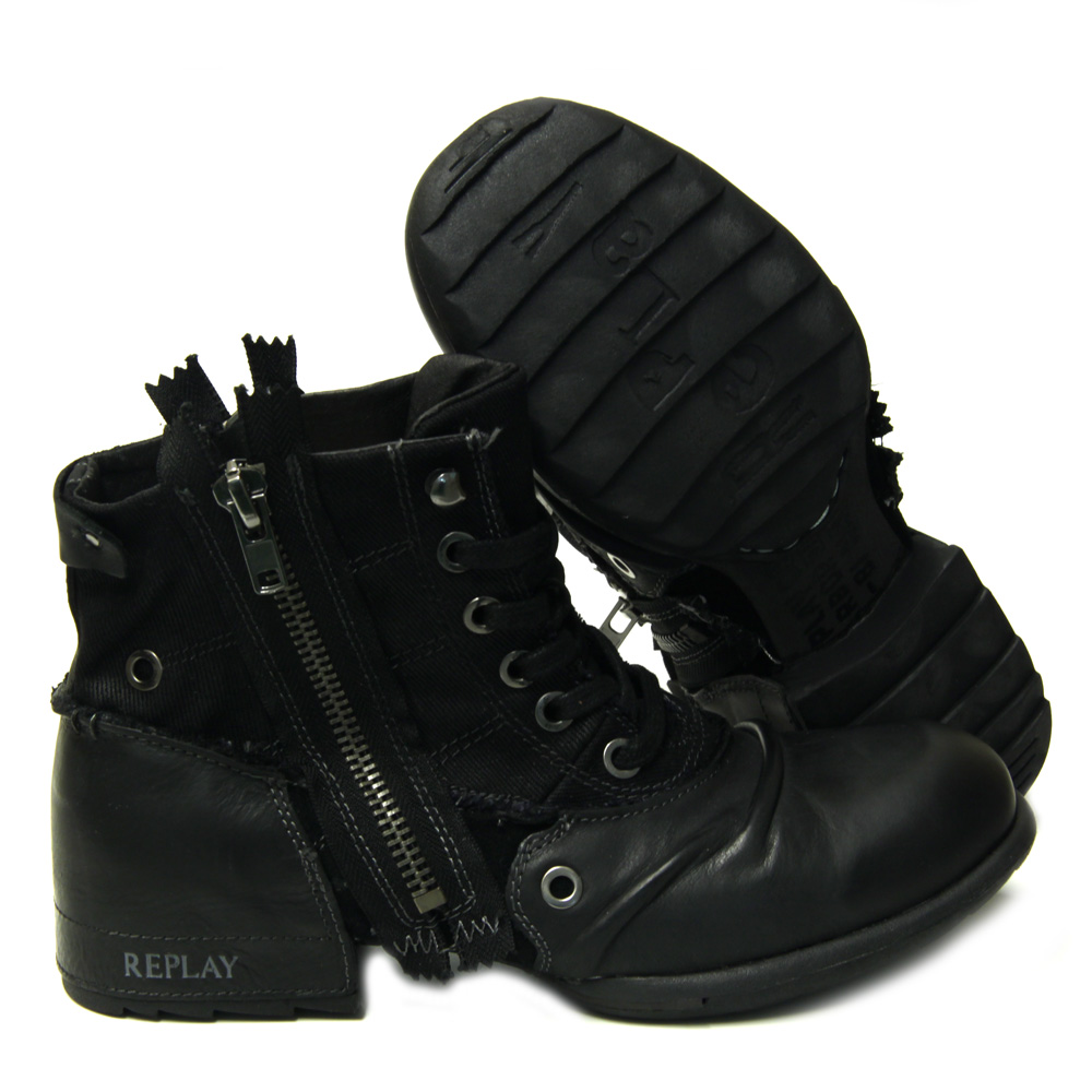 Shoebedo: Replay Stiefel Boots Herren RU010003L Clutch Black & Tan