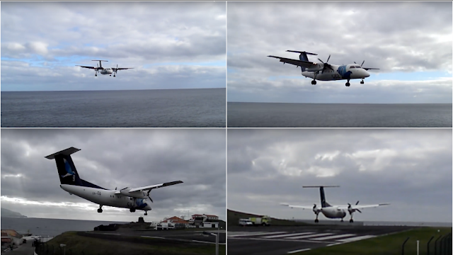 Dash 8 Q200 da SATA Air Açores aterrando na mais pequena ilha dos ...