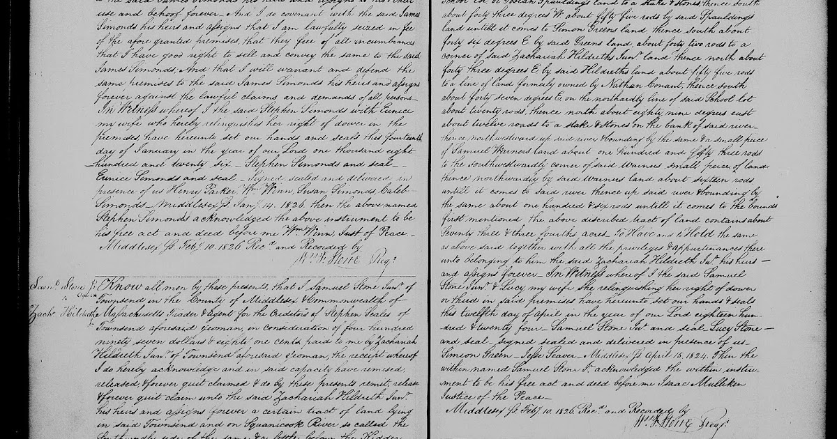 Genea-Musings: Amanuensis Monday - 1824 Deed of Samuel Stone Jr. to ...