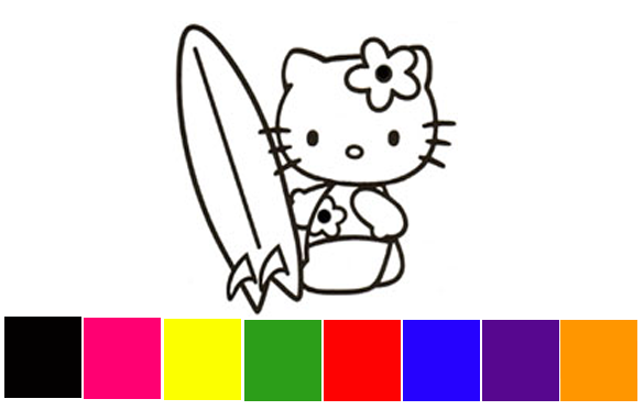 Hello Kitty Decals : Hello Kitty Surfer