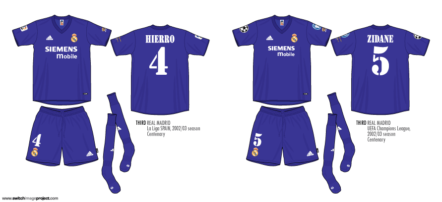 Football teams shirt and kits fan: Real Madrid 2002-03 purple kits