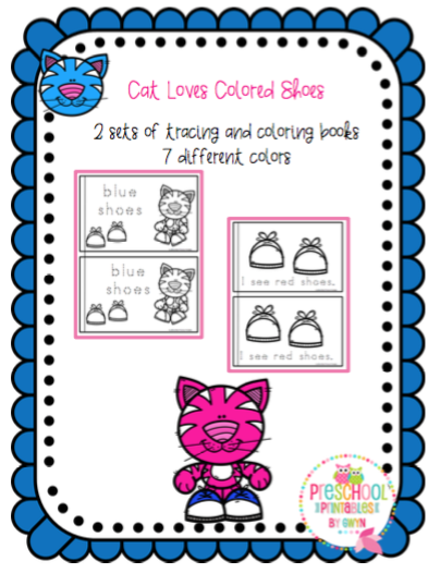 Cat Loves Colored Shoes -Books ~ Preschool Printables