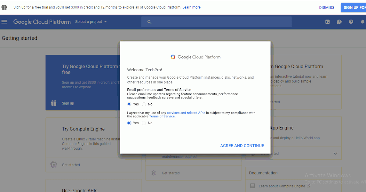 How to start signup with Google cloud