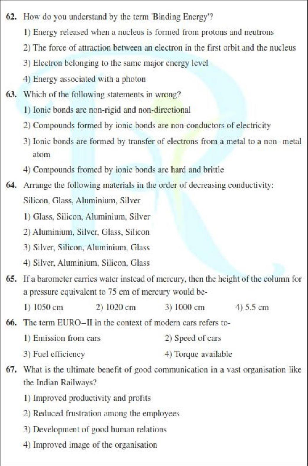 RAILWAY RECRUITMENT BOARD JE PREVIOUS 2010 QUESTION PAPERS WITH ANSWERS ...