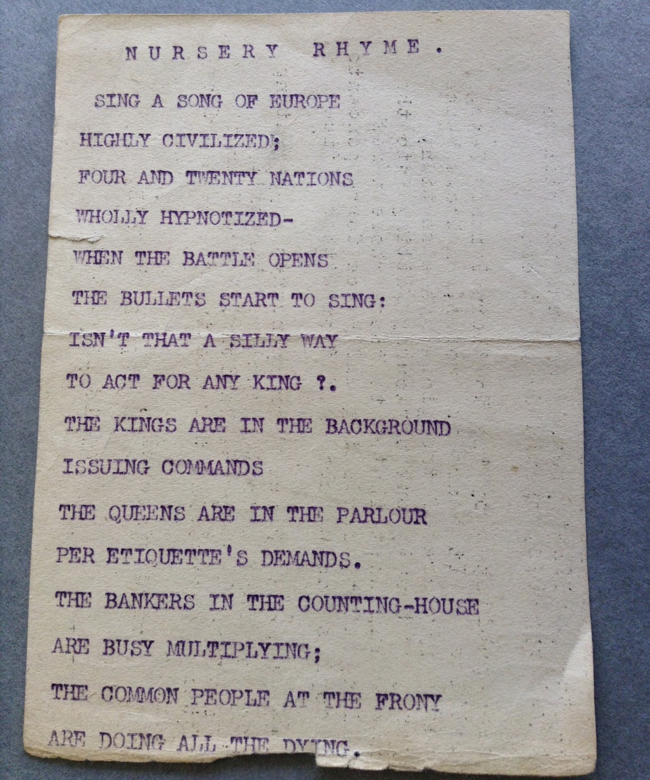 RADICAL HISTORY NETWORK (RaHN): Anti-War 'Nursery Rhyme' discovered