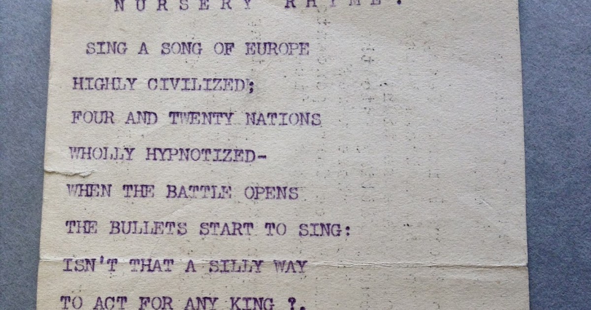RADICAL HISTORY NETWORK (RaHN): Anti-War 'Nursery Rhyme' discovered