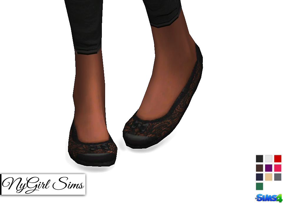 NyGirl Sims 4: Lace and Bow Ballet Flats