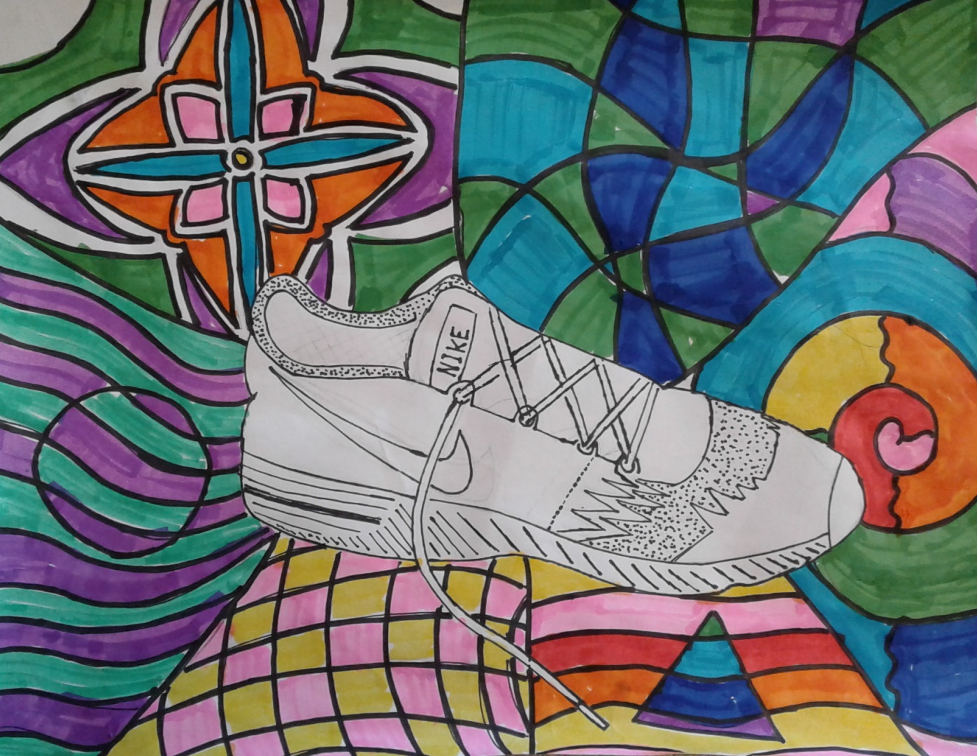 a faithful attempt: Observational Shoe Contour Drawing with Patterns