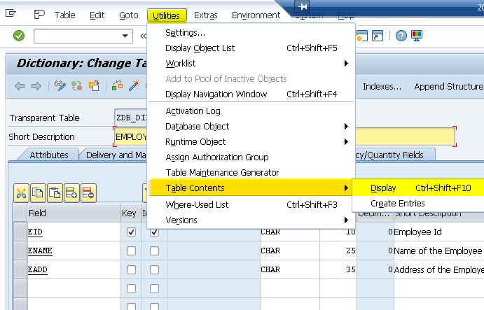 Amarmn.com - SAP ABAP, SAP UI5, SAP Fiori: CREATE DB TABLE USING DIRECT METHOD