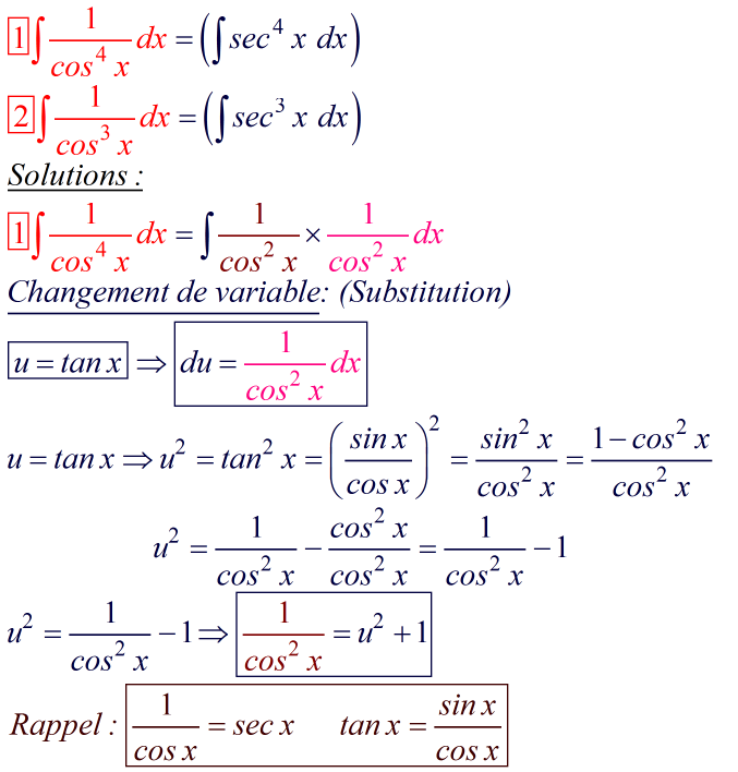 Integration de fonctions trigo par substitution. la primitive de l ...