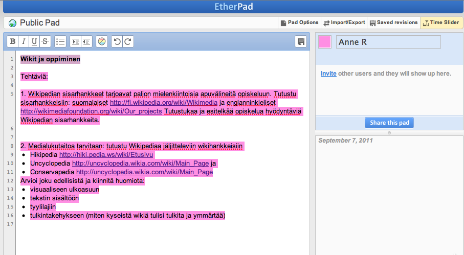 Open someblogi: Wikit ja EtherPad