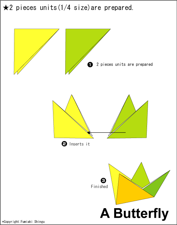 Origami A Butterfly instructions - Easy Origami instructions For Kids