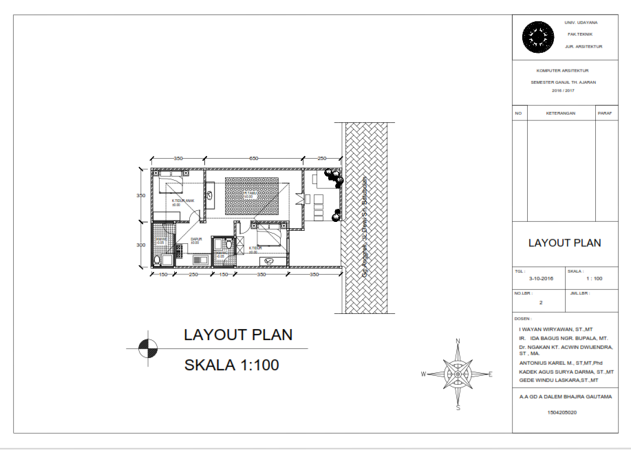 SITE PLAN DAN LAYOUT PLAN TUGAS ~ Agung Dalem