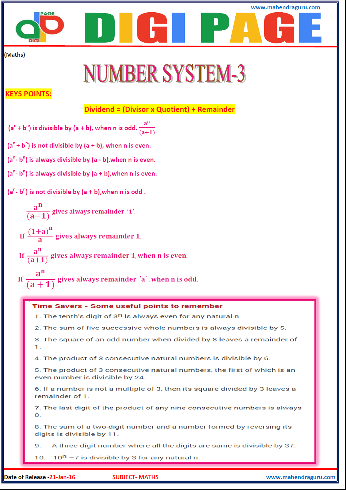 Digi Page - Maths - 21.01.2016