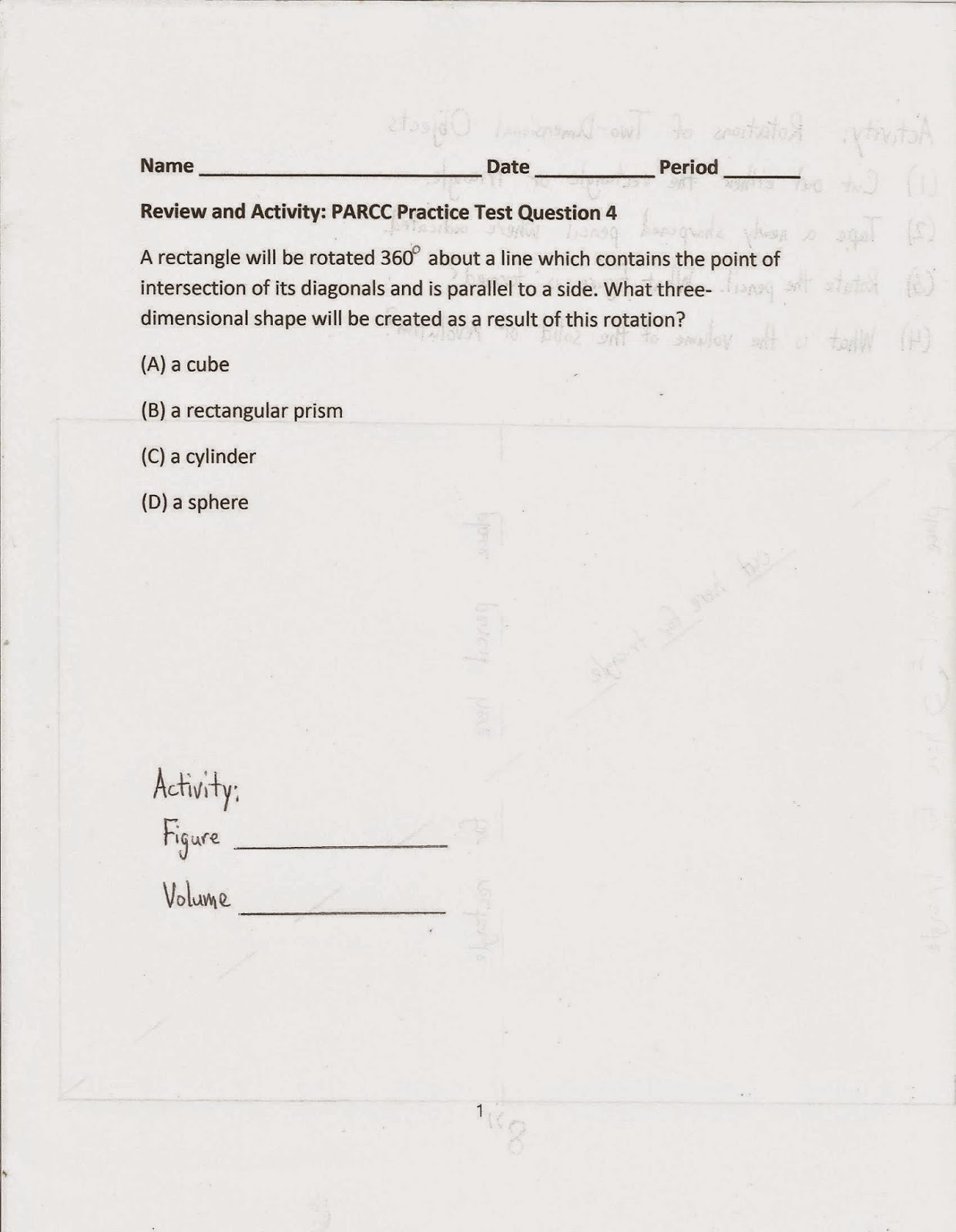 Geometry, Common Core Style: PARCC Practice Test Question 4 (Day 149)