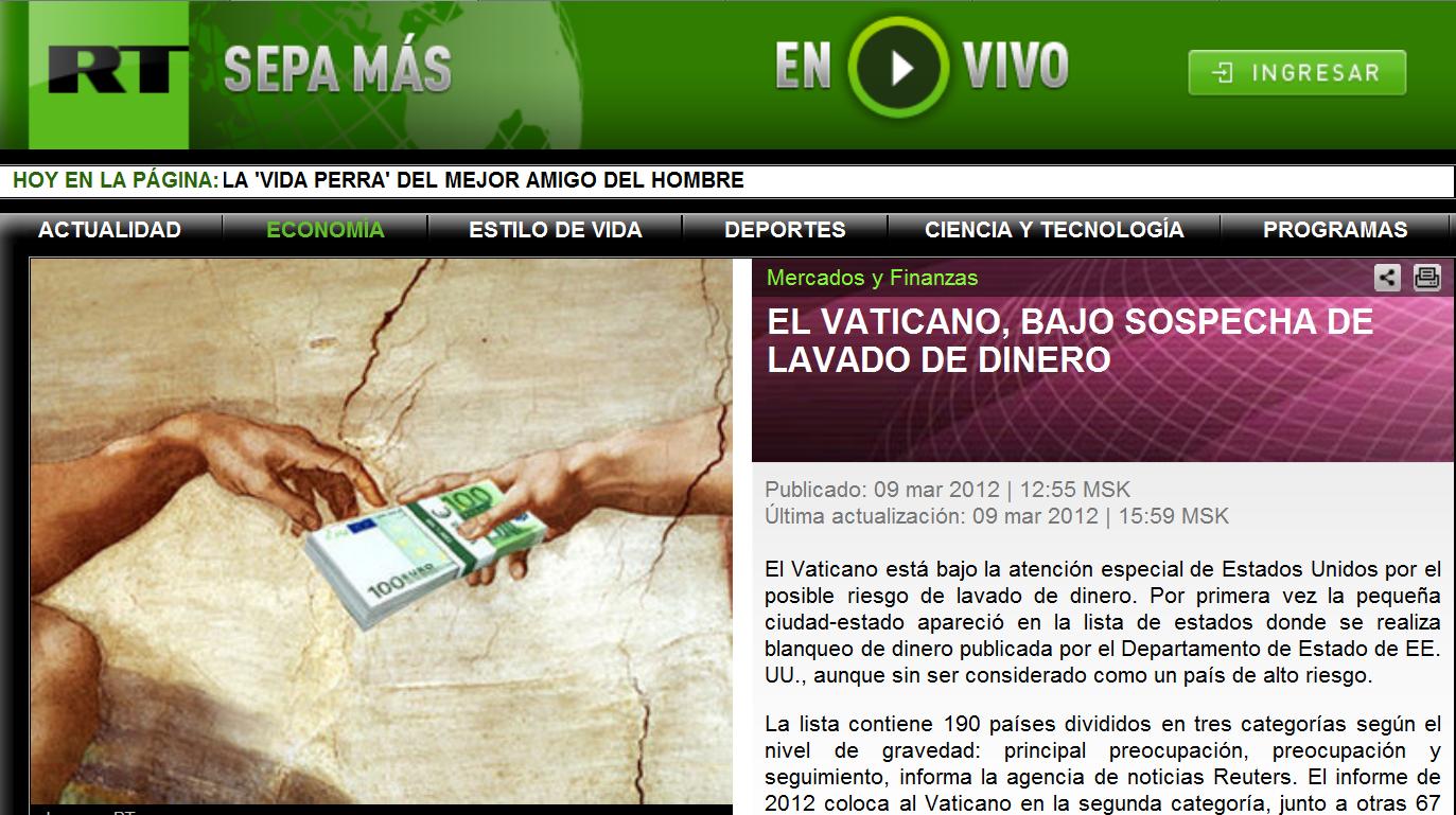 ¿otra Vez Tu El Vaticano Bajo Sospecha De Lavado De Dinero