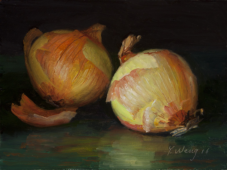 Wang Fine Art: two onions original oil painting a day contemporary ...