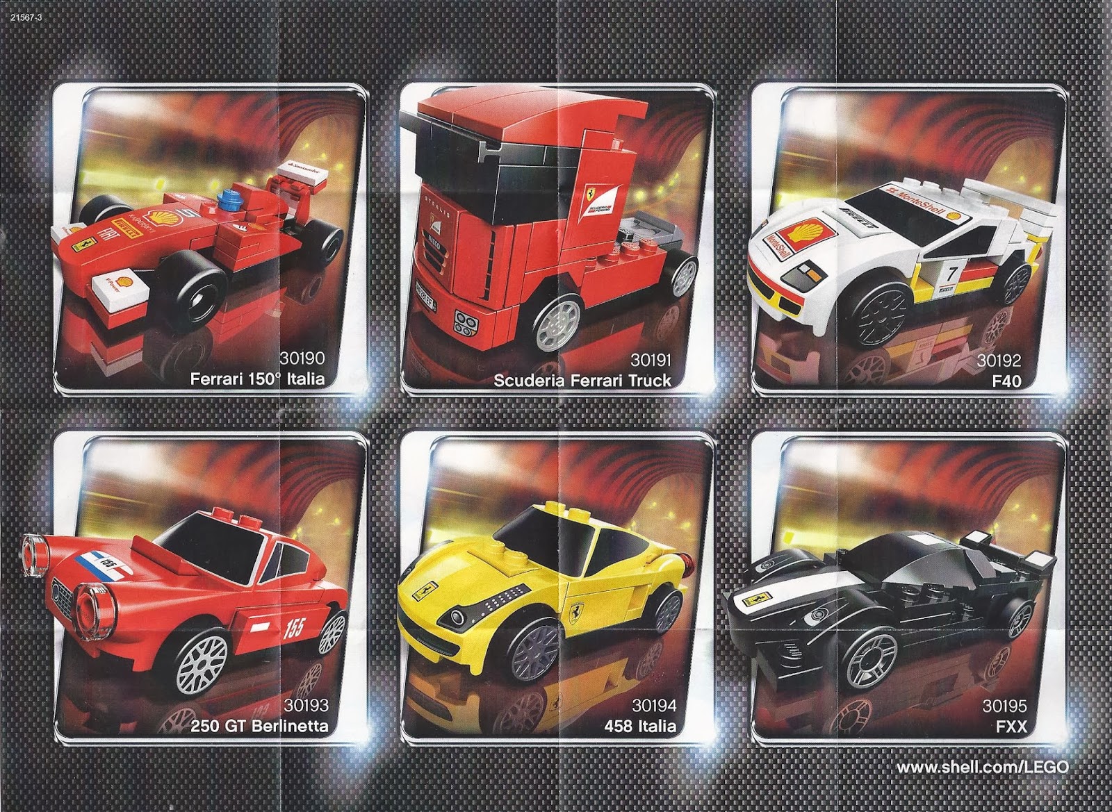 Galeria dos Brinquedos: Miniaturas Ferrari LEGO nos Postos Shell