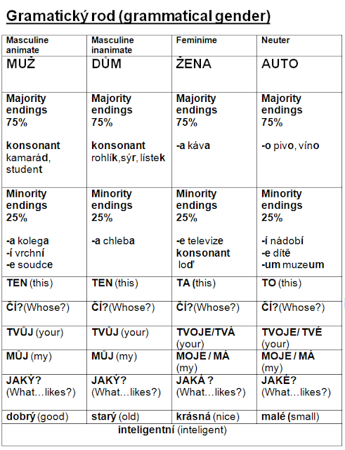 czech with pictures: 6. Gramatický rod / Grammatical gender