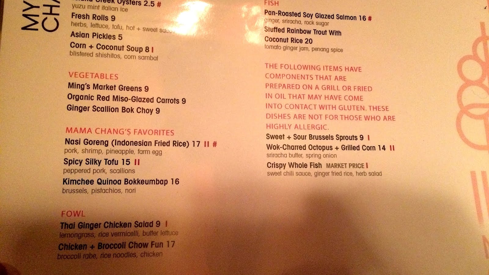 Mystic Fish Menu - Fish Choices