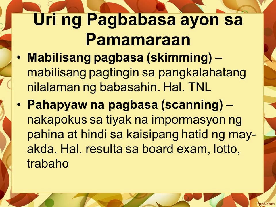 Filipino 101: Kasanayang Pagbasa