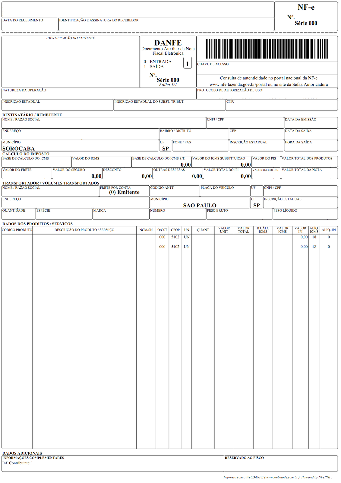 Materiais Contábeis: Modelo de Danfe Para APS