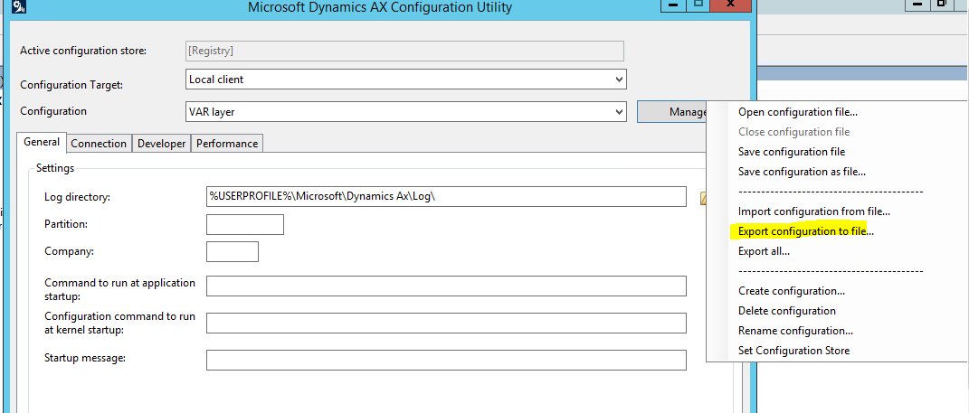D 365 FO Technical Solutions: Create new config file for specific layer in AX 2012